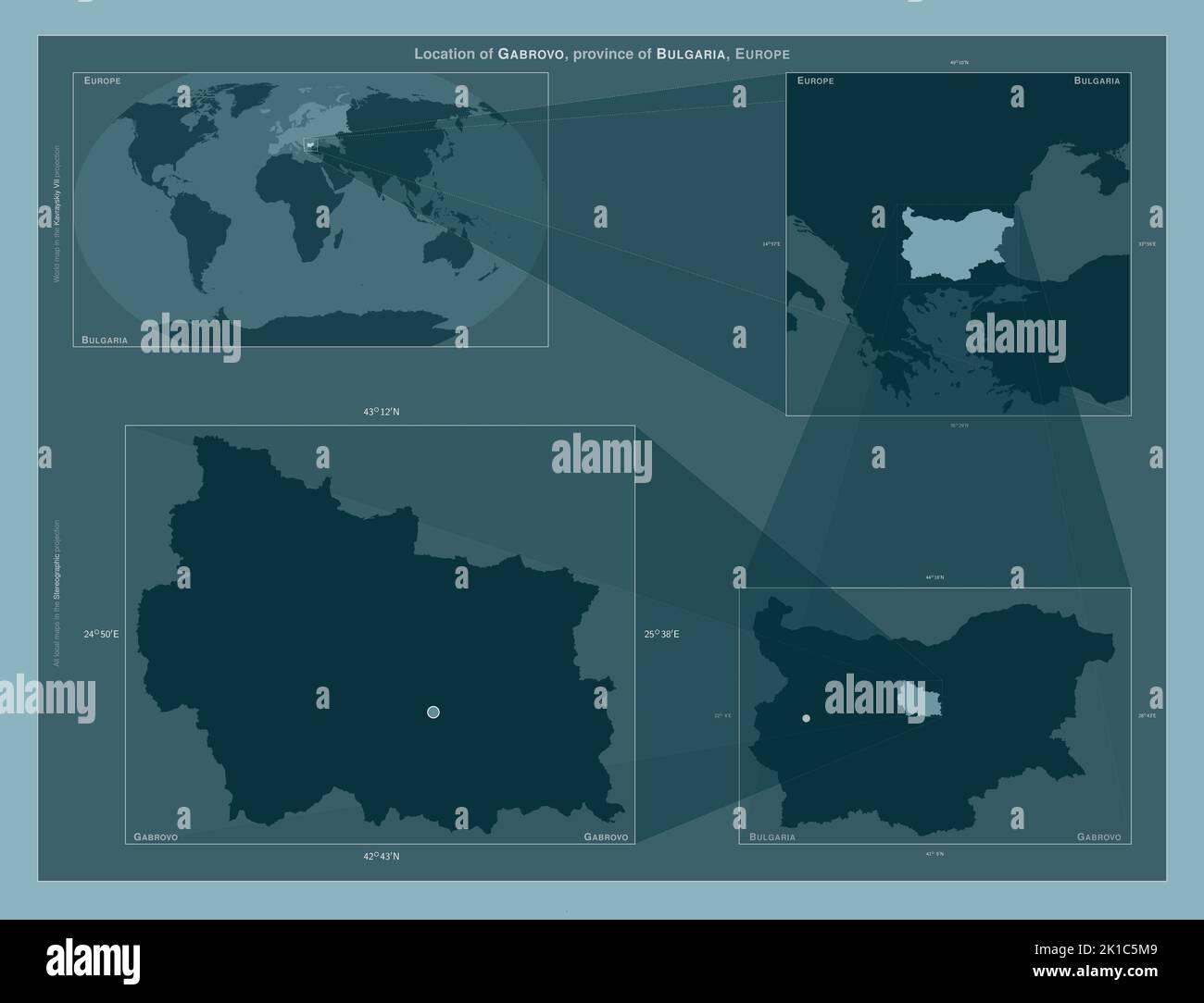 Gabrovo, province of Bulgaria. Diagram showing the location of the ...