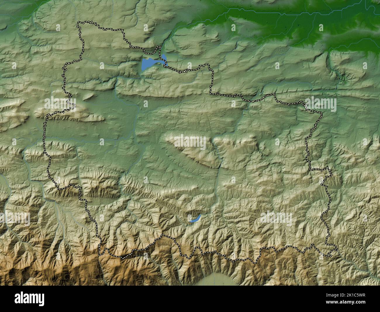 Gabrovo, province of Bulgaria. Colored elevation map with lakes and ...