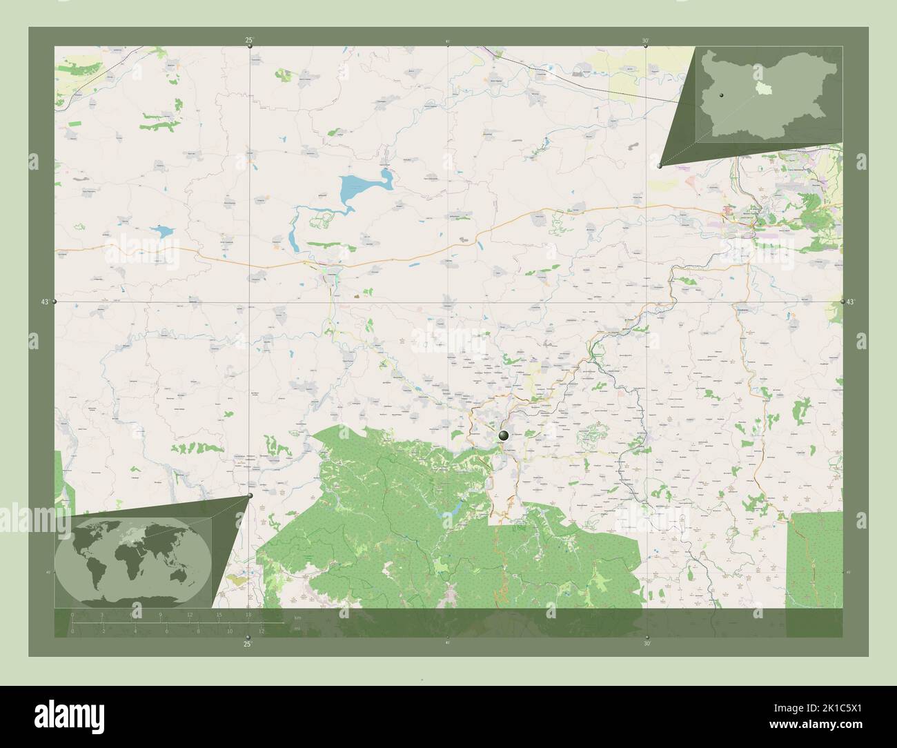 Gabrovo, province of Bulgaria. Open Street Map. Corner auxiliary ...