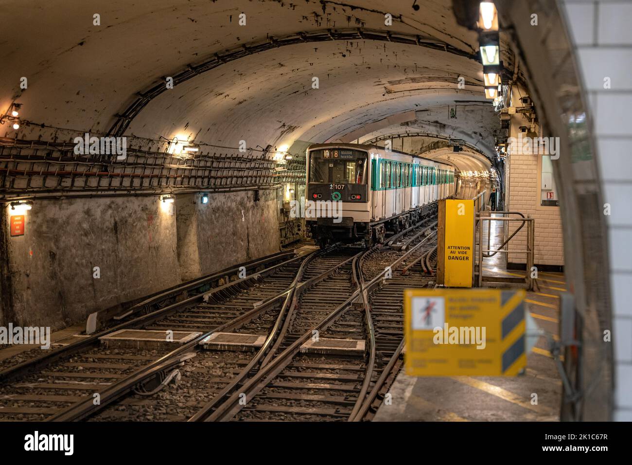 Subway in underground tunnel. Paris, France Stock Photo - Alamy