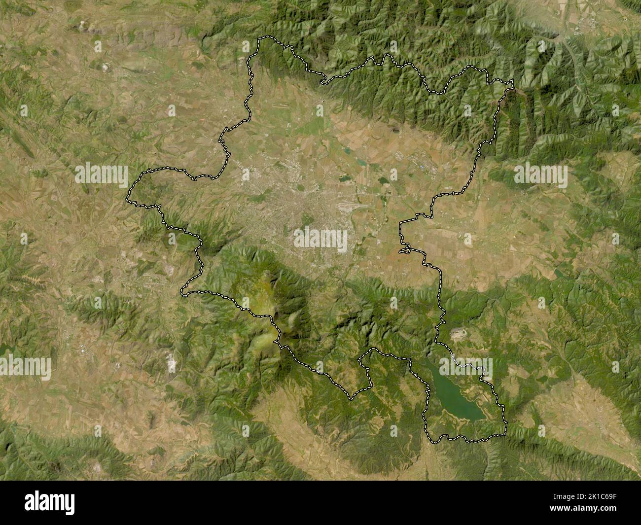 Grad Sofiya, province of Bulgaria. Low resolution satellite map Stock ...