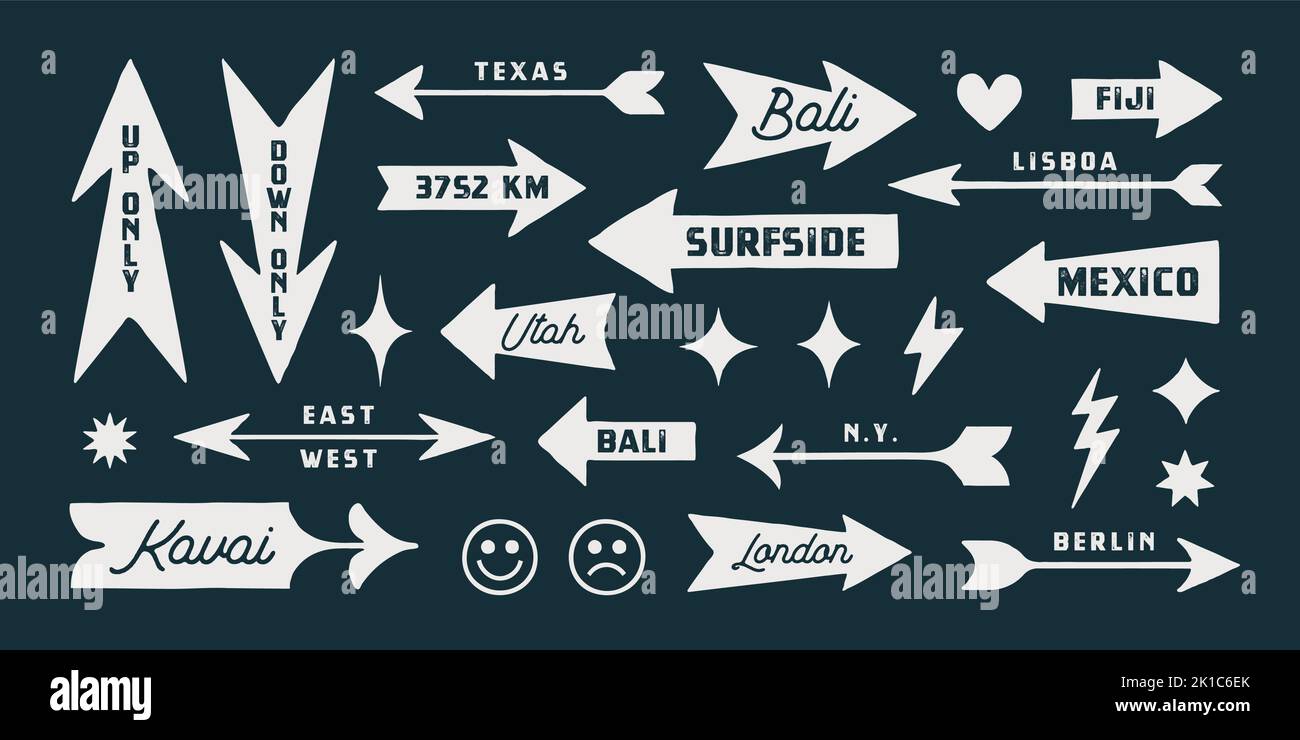 Arrow set icons. Collection vintage sign, symbols and graphic elements ...