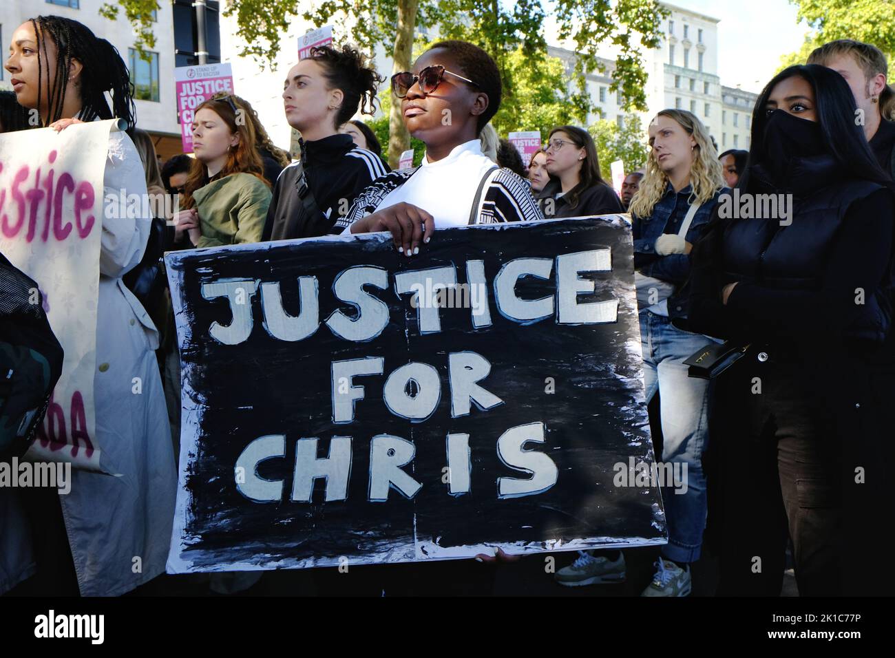 London, UK. 17th September, 2022. Protesters holding anti-racism ...