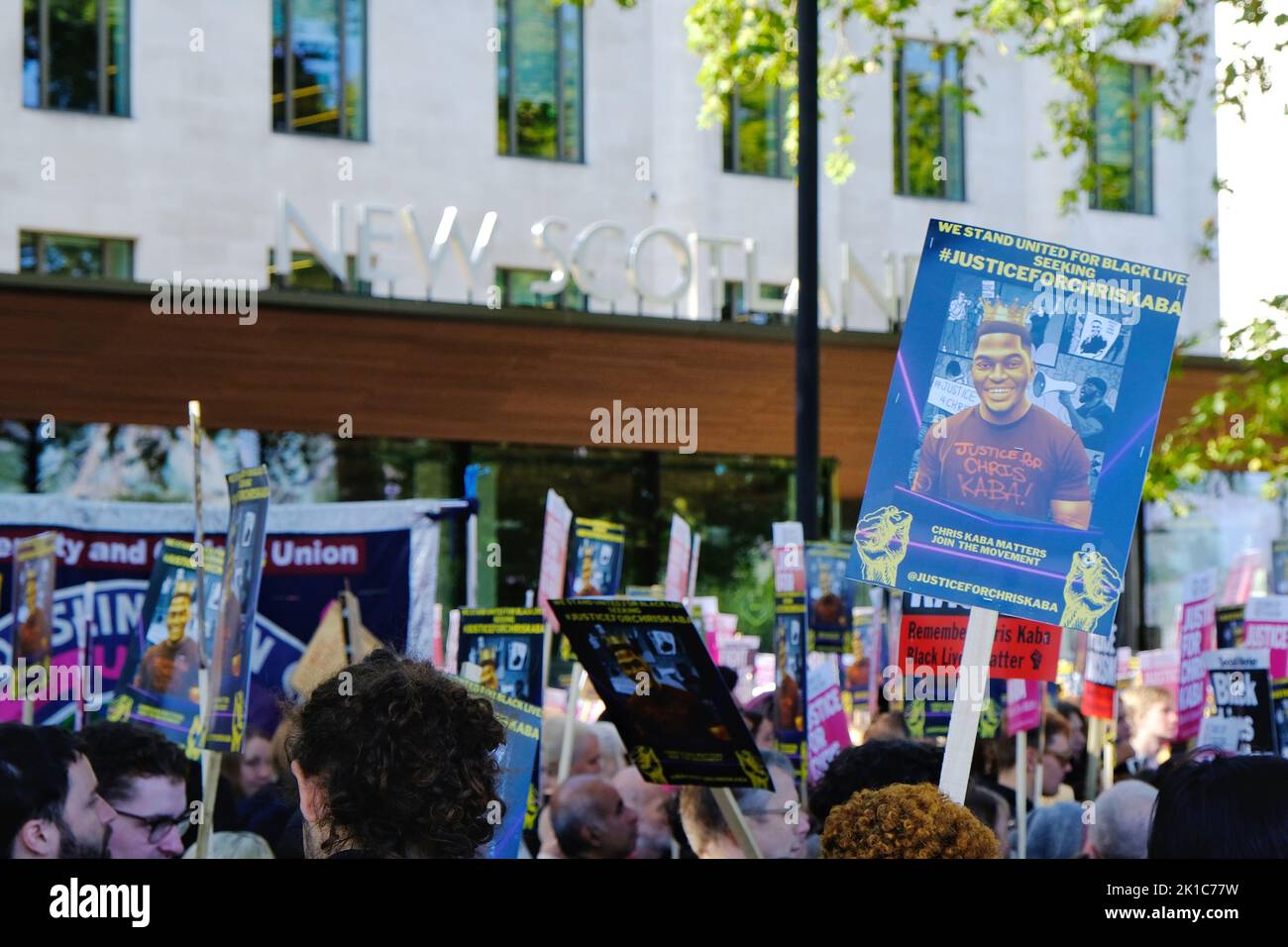 London, UK. 17th September, 2022. Protesters holding anti-racism ...
