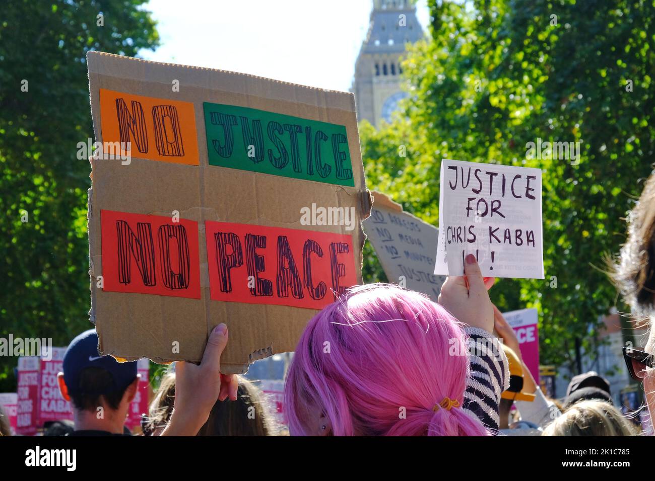 London, UK. 17th September, 2022. Protesters holding anti-racism ...