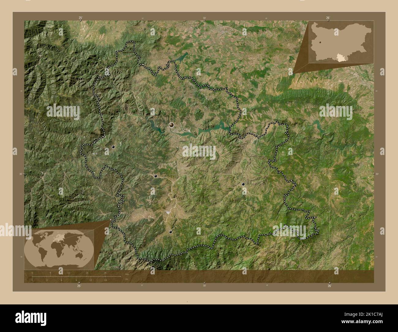 Kardzhali, province of Bulgaria. Low resolution satellite map ...
