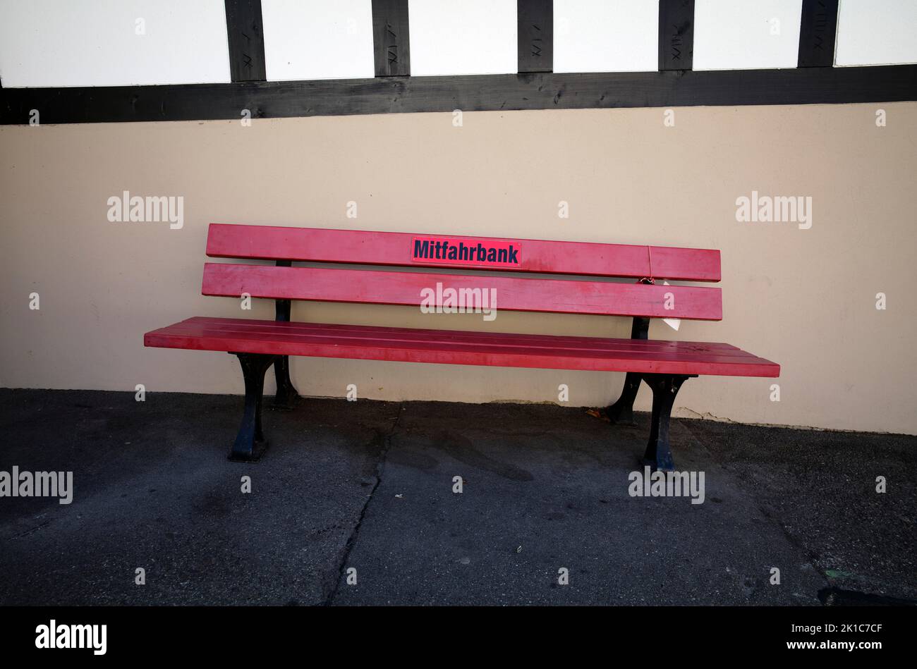 Red Carpool bench, Baden-Wuerttemberg, Germany Stock Photo - Alamy