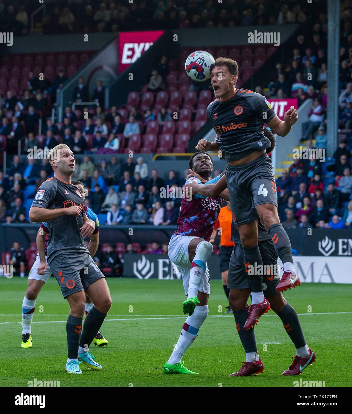 Bristol City's Kal Naismith heads the ball during the Sky Bet ...