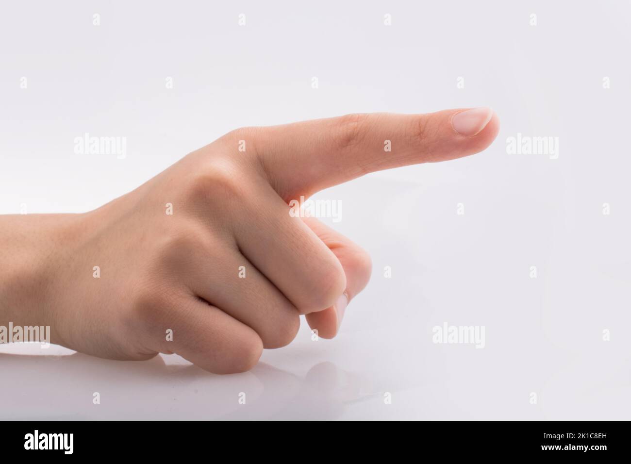 Hand pointing gesture on a white background Stock Photo - Alamy