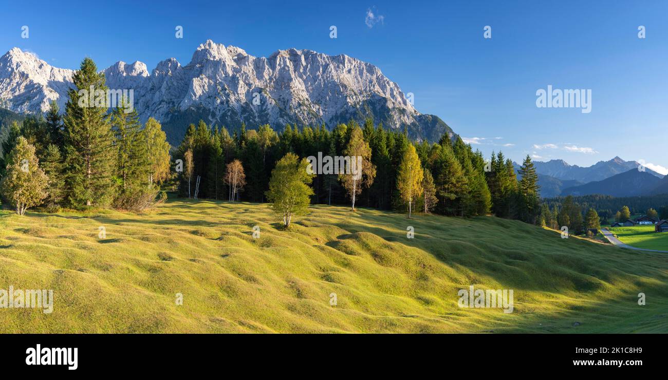 Mogul meadows between Mittenwald and Kruen, Werdenfelser Land, with the ...