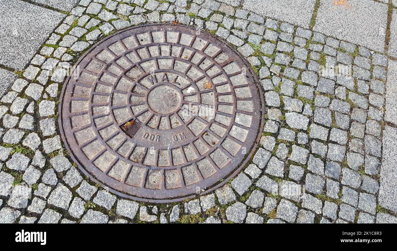 Manhole cover from Magdeburg, Saxony-Anhalt, Germany Stock Photo - Alamy