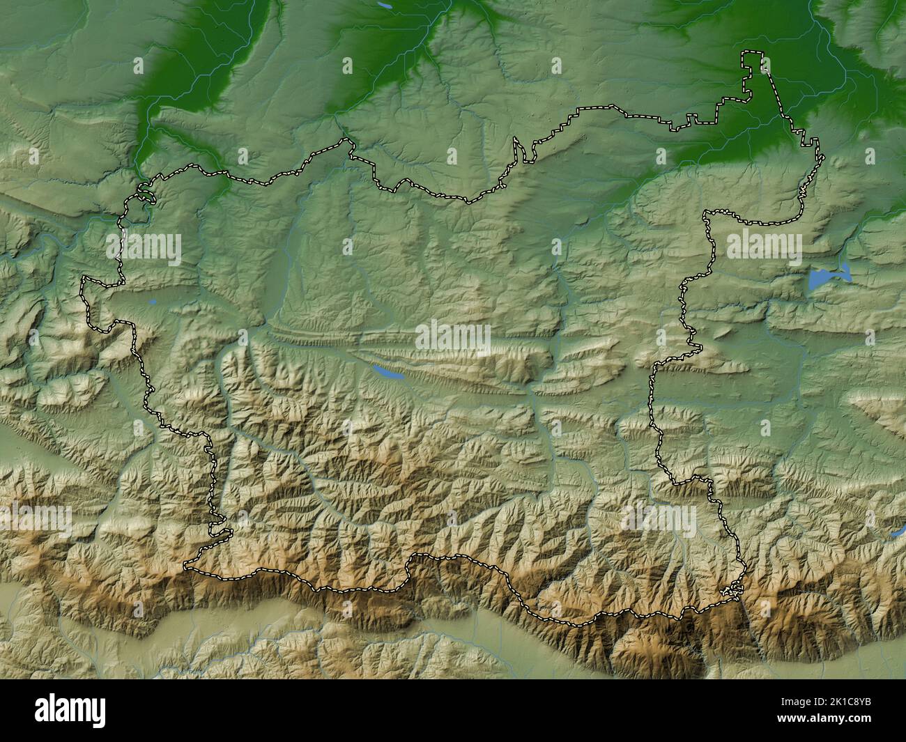 Lovech, province of Bulgaria. Colored elevation map with lakes and ...