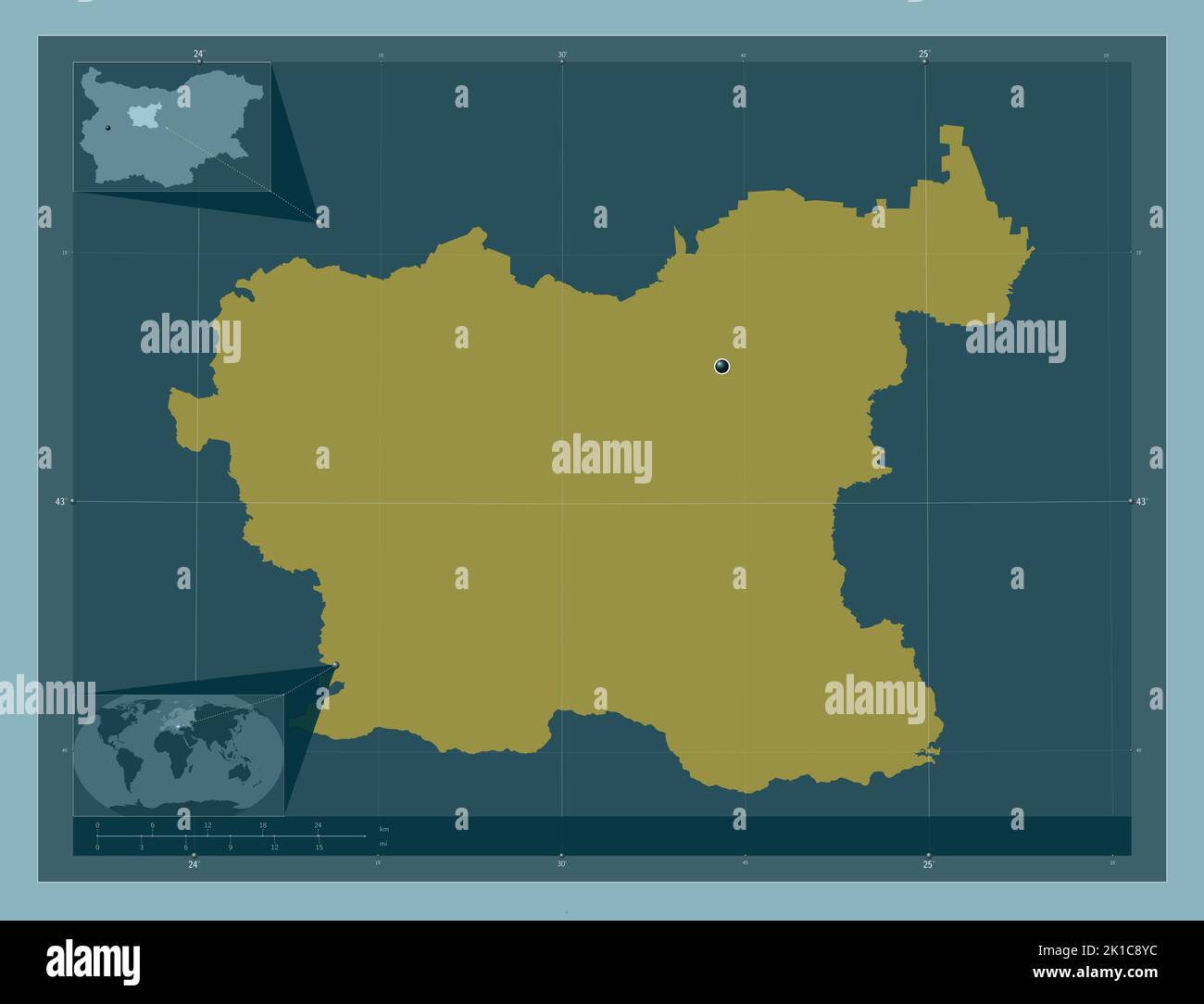 Lovech, province of Bulgaria. Solid color shape. Corner auxiliary ...