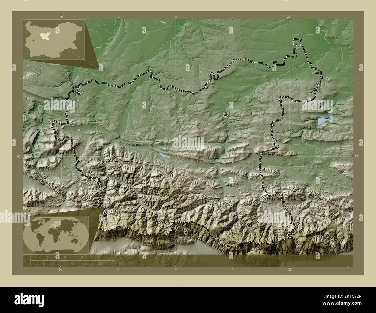 Lovech, province of Bulgaria. Elevation map colored in wiki style with ...