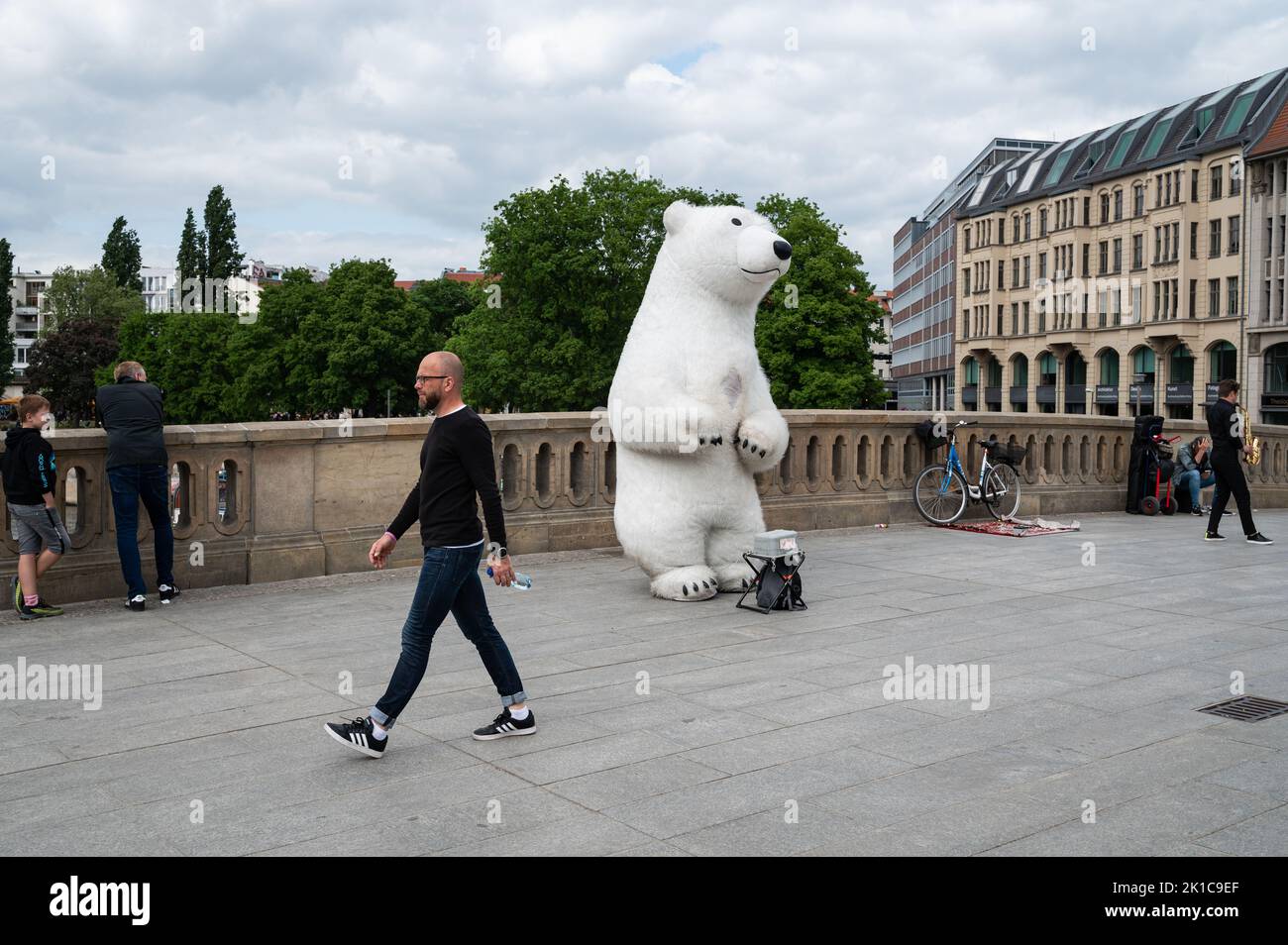 14.05.2022, Berlin, Germany, Europe - Man crosses Friedrichs Bridge in ...