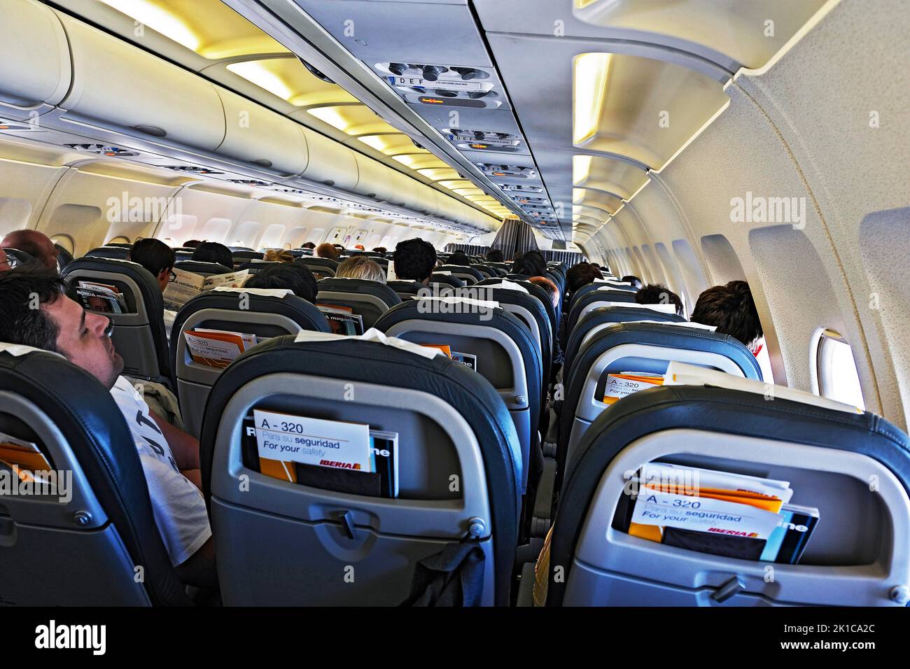 Airbus A-320 Tourist Class, Flight Costa Rica to Spain Stock Photo - Alamy