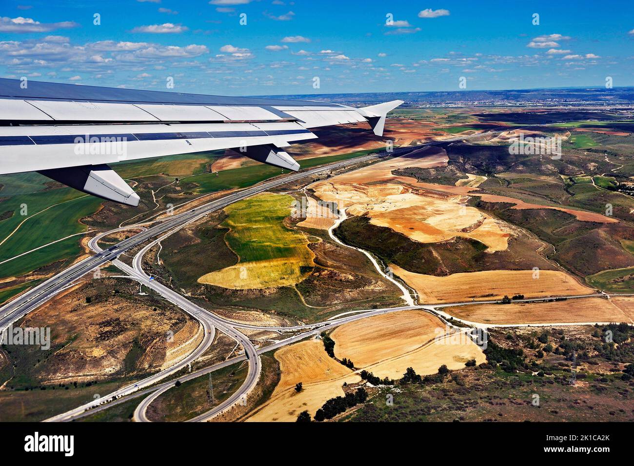 Aerial view, motorway feeder road near Madrid, Spain Stock Photo - Alamy