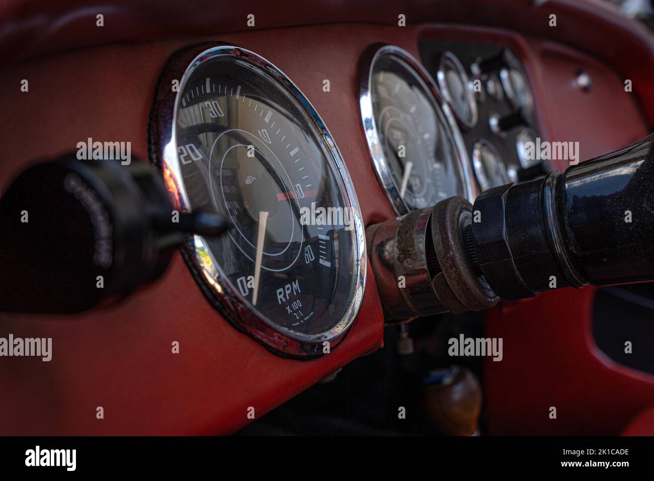 Red speedometer of a classic car, Gechingen, Germany Stock Photo - Alamy