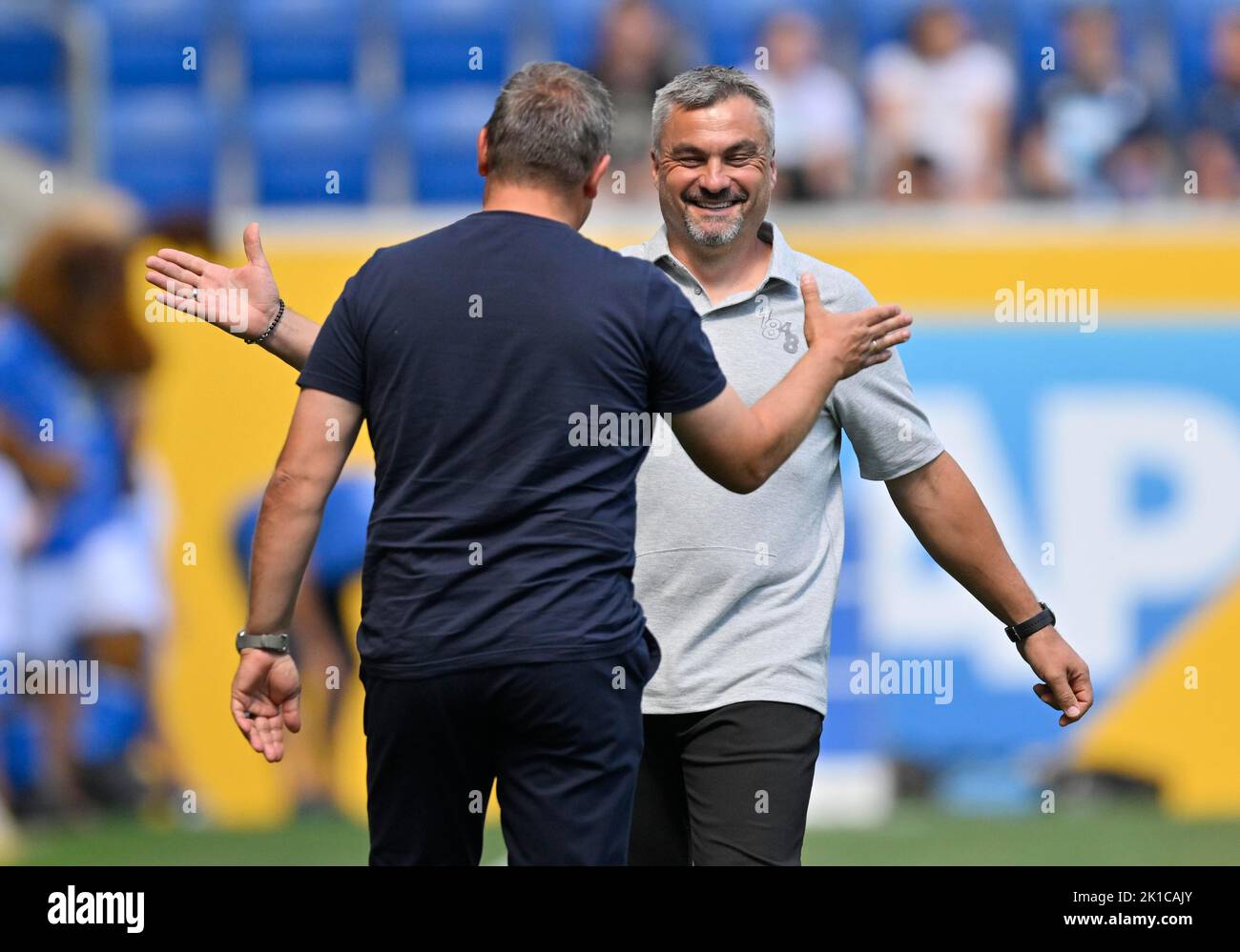 Coach Andre Breitenreiter TSG 1899 Hoffenheim, welcomes coach Thomas ... Coach Andre Breitenreiter TSG 1899 Hoffenheim, welcomes coach Thomas ...