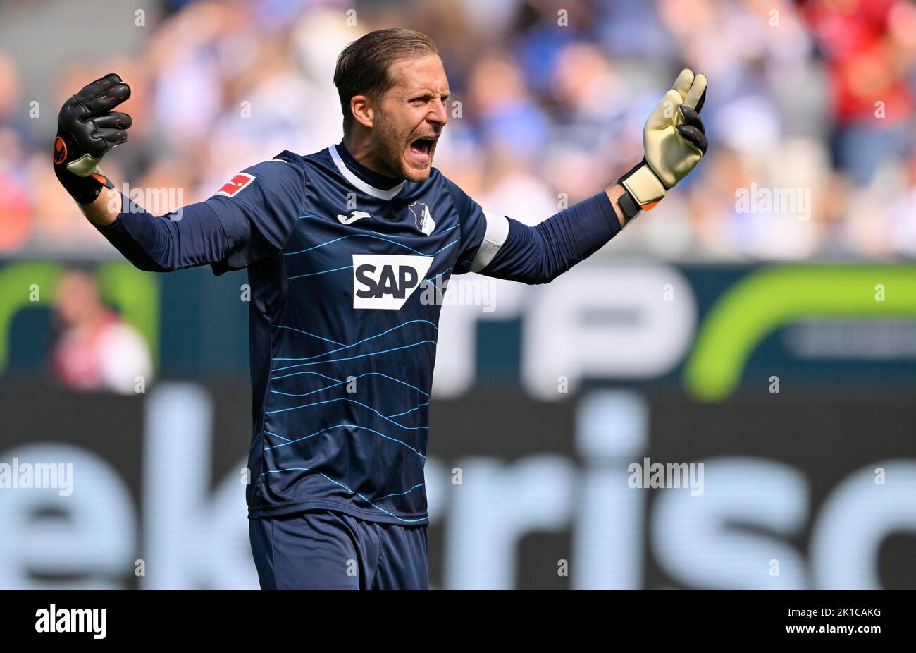 Goal celebration Oliver Baumann, TSG 1899 Hoffenheim, PreZero Arena ...