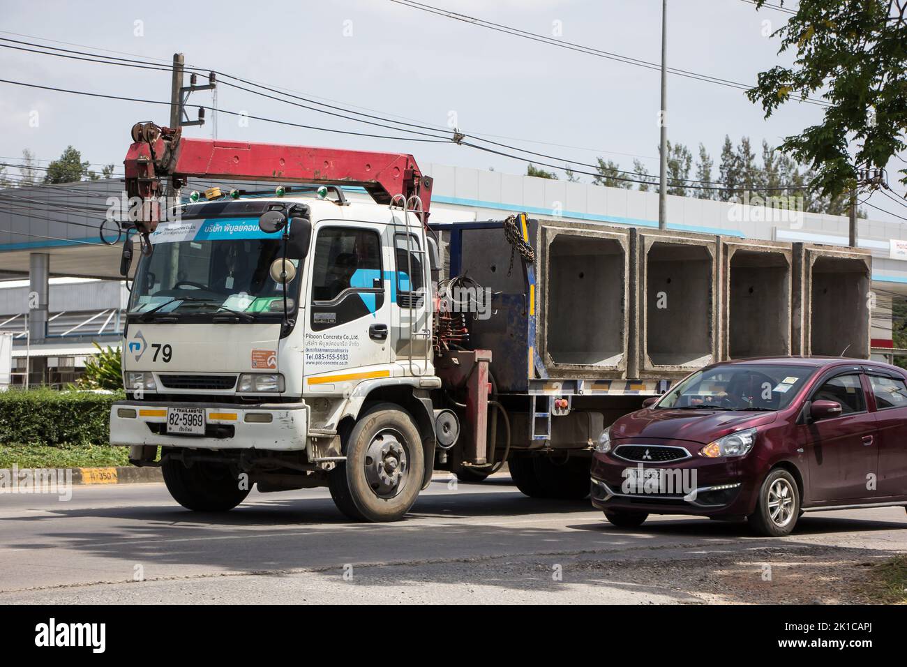 Chiangmai, Thailand - June 13 2022: Truck with crane of Phiboon ...