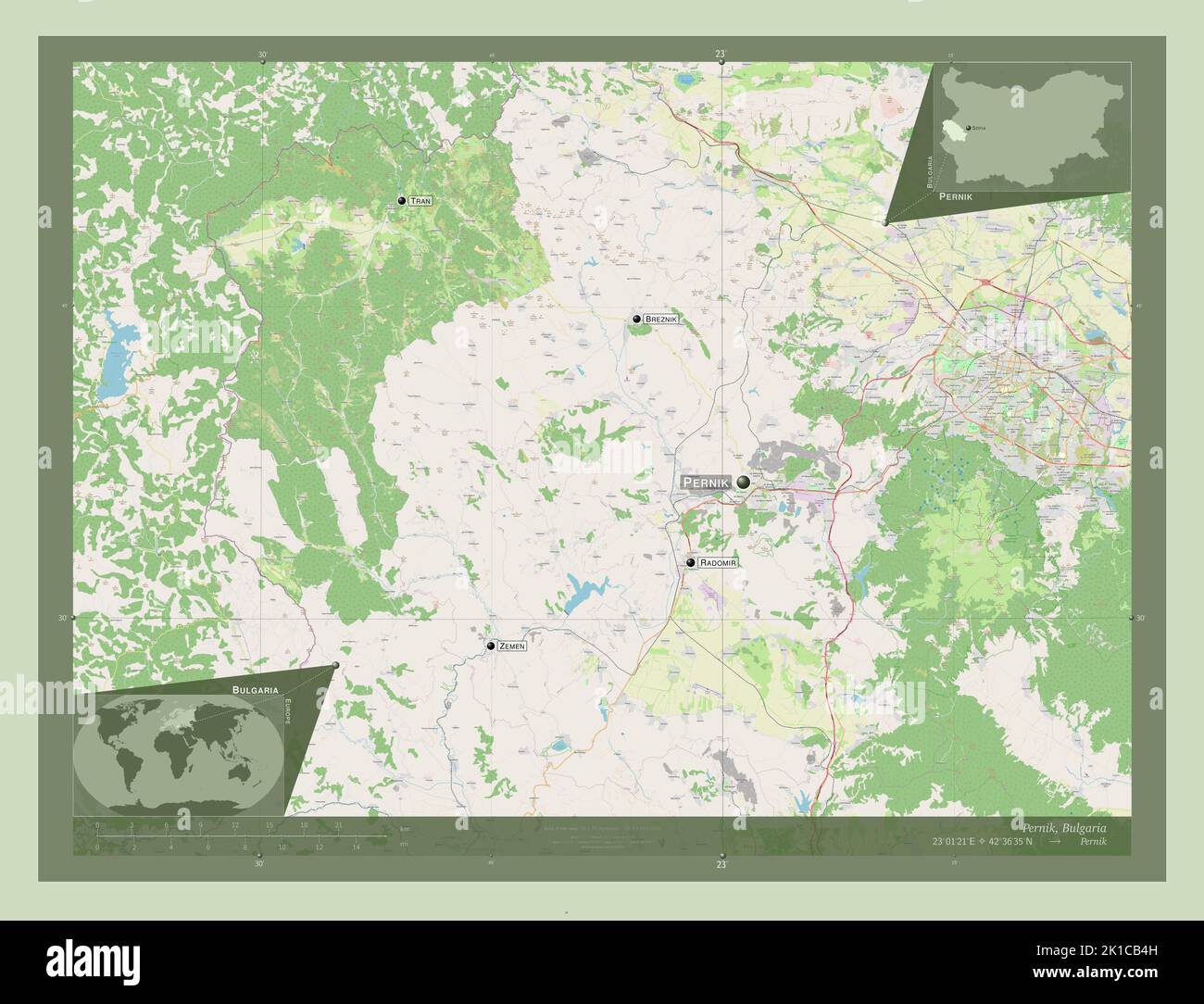 Pernik, province of Bulgaria. Open Street Map. Locations and names of ...