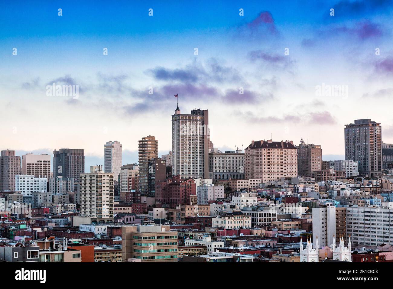 View over the city, from Telegraph Hill to the sea of houses in the ...