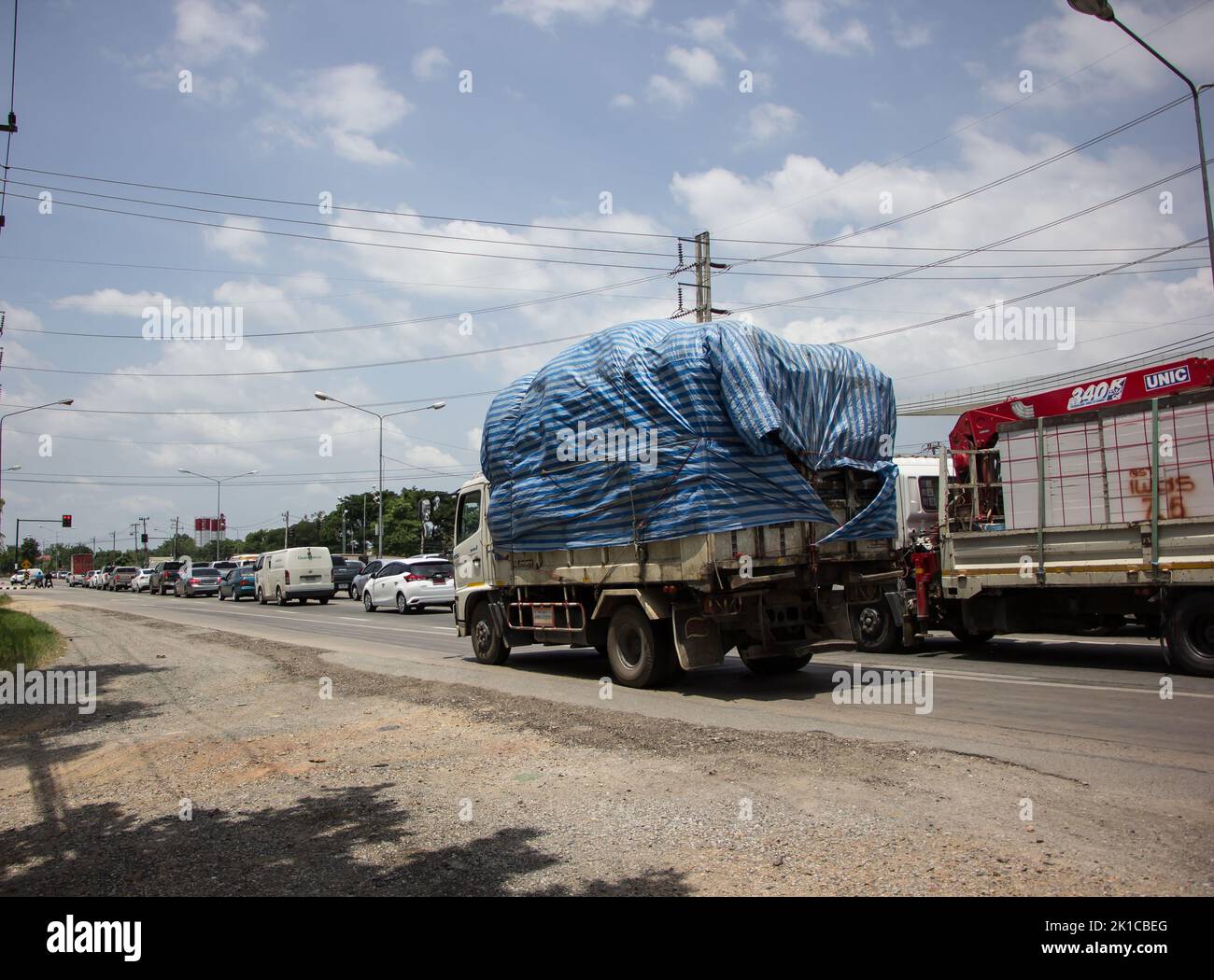 Chiangmai, Thailand - June 13 2022: Private Hino Dump Truck. On road no ...