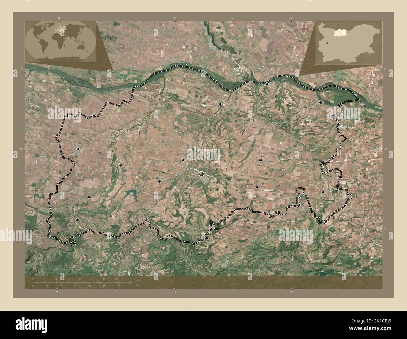 Pleven, province of Bulgaria. High resolution satellite map. Locations ...