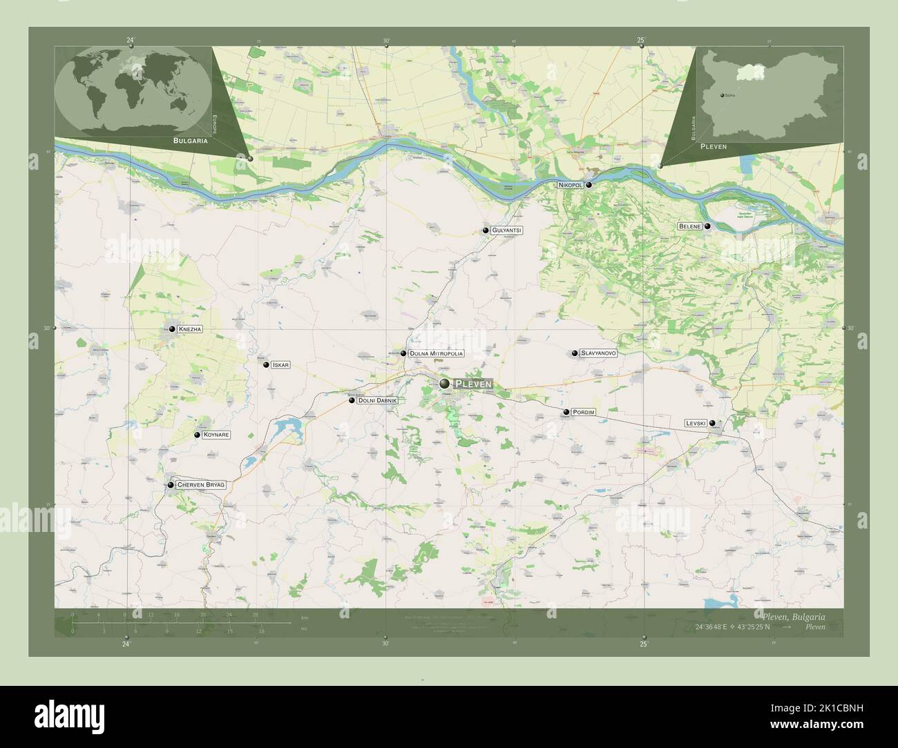 Pleven, province of Bulgaria. Open Street Map. Locations and names of ...