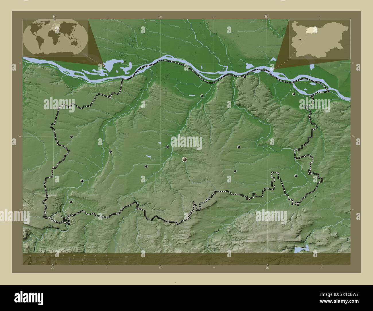 Pleven, province of Bulgaria. Elevation map colored in wiki style with ...