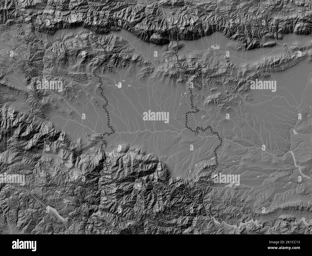 Plovdiv, province of Bulgaria. Bilevel elevation map with lakes and ...