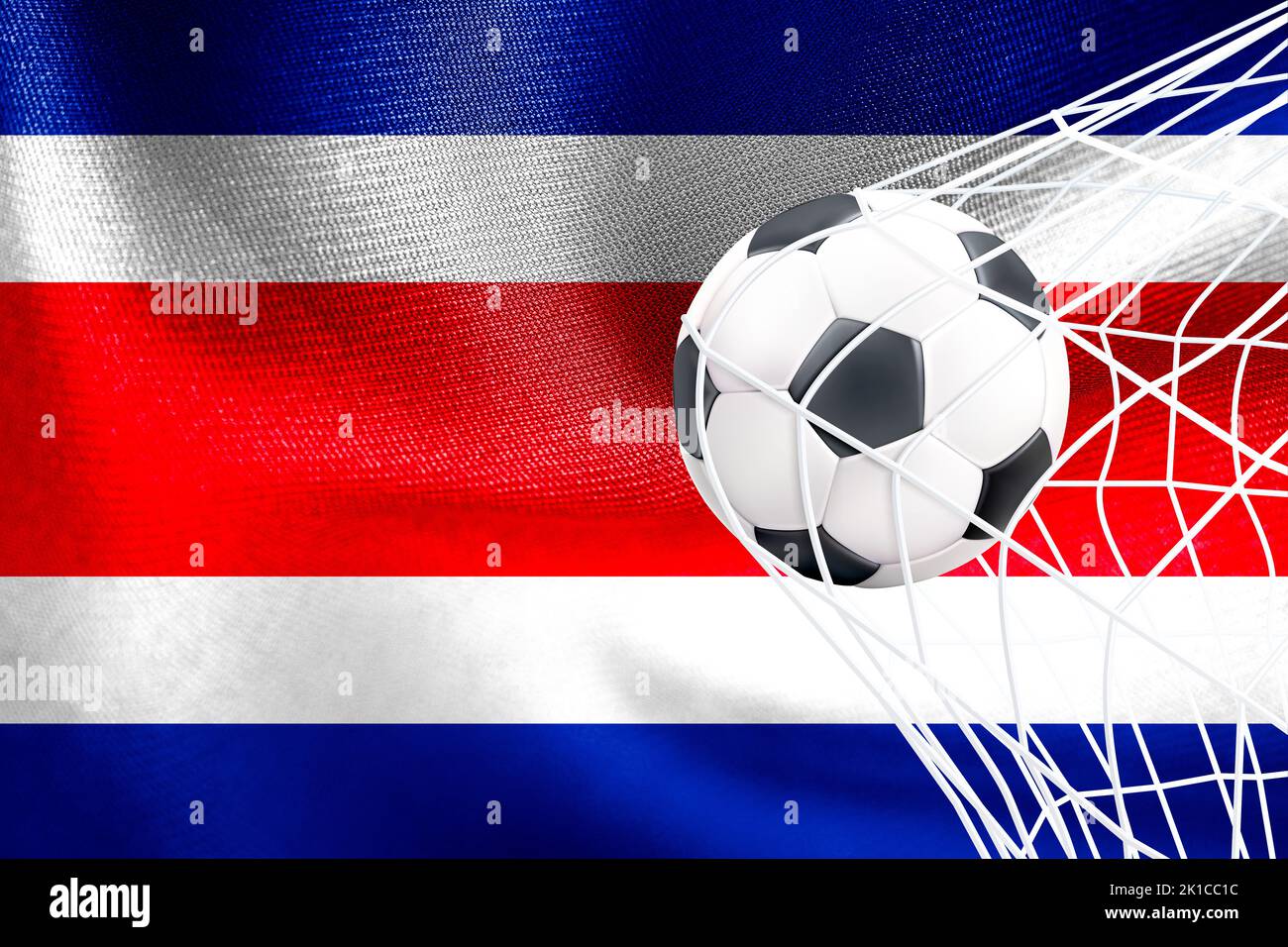 FIFA World Cup 2022, Costa Rica National flag with a soccer ball in net ...
