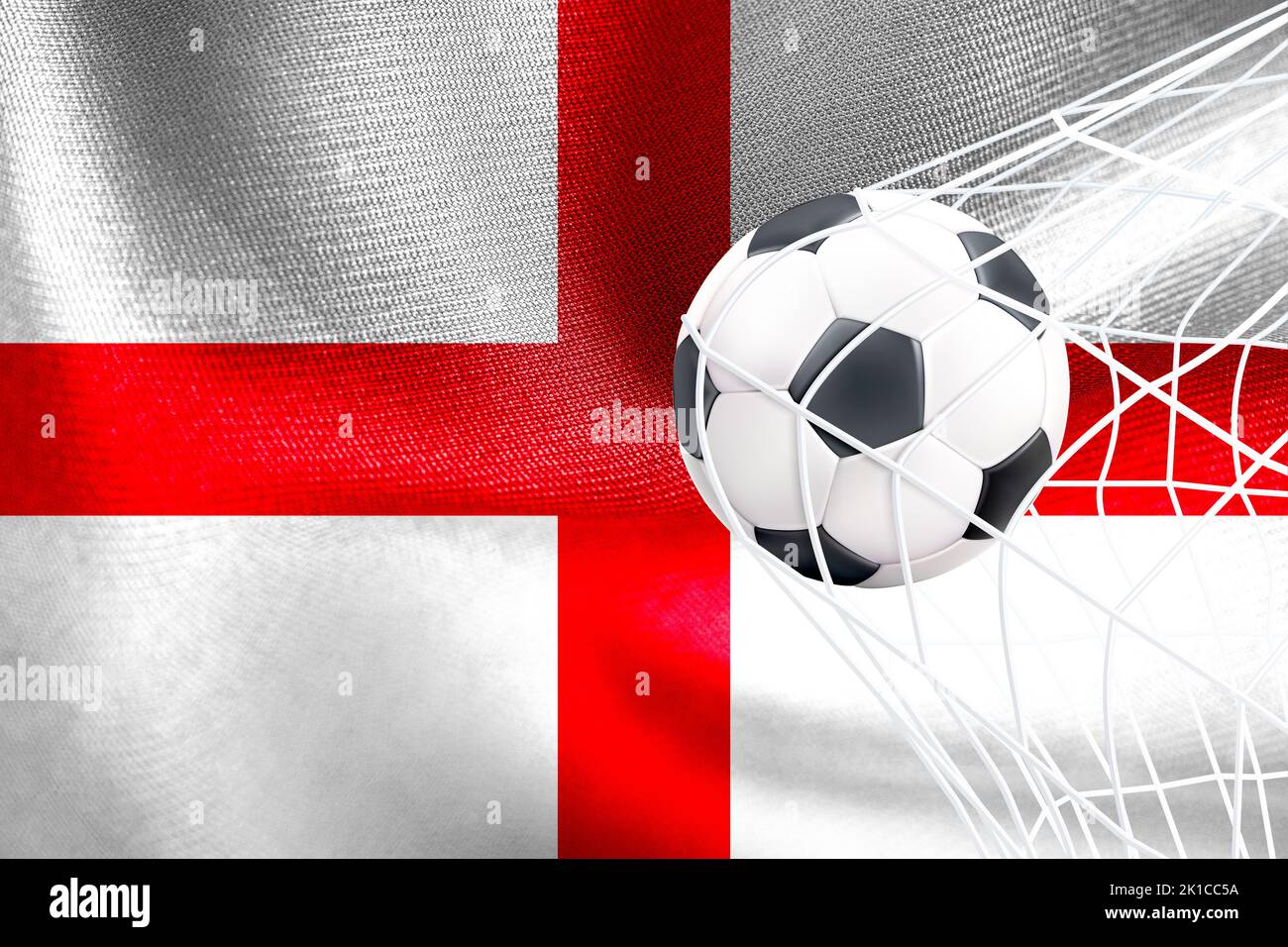 FIFA World Cup 2022, England National flag with a soccer ball in net ...