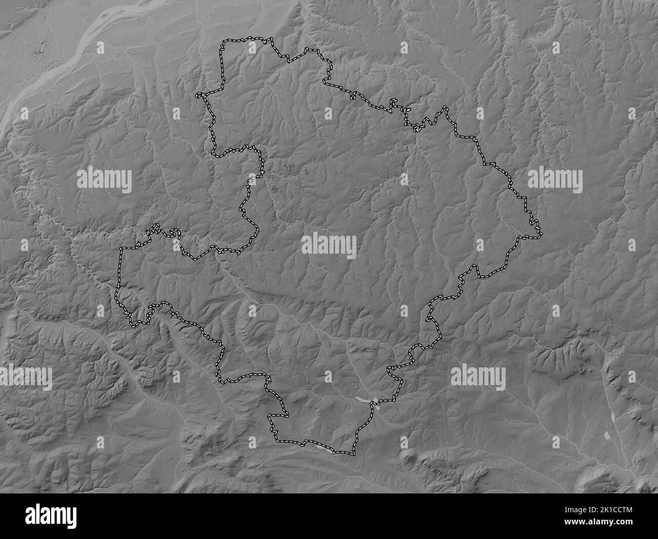 Razgrad, province of Bulgaria. Grayscale elevation map with lakes and ...