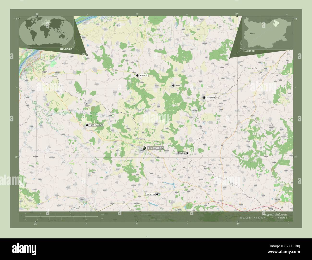 Razgrad, province of Bulgaria. Open Street Map. Locations and names of ...