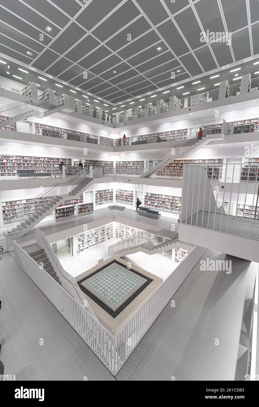 Bookshelves of the Modern Library, Architecture, Stuttgart, Germany ...