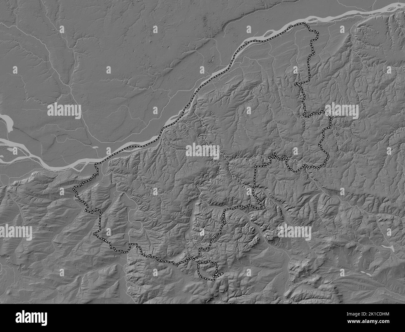 Ruse, province of Bulgaria. Bilevel elevation map with lakes and rivers ...