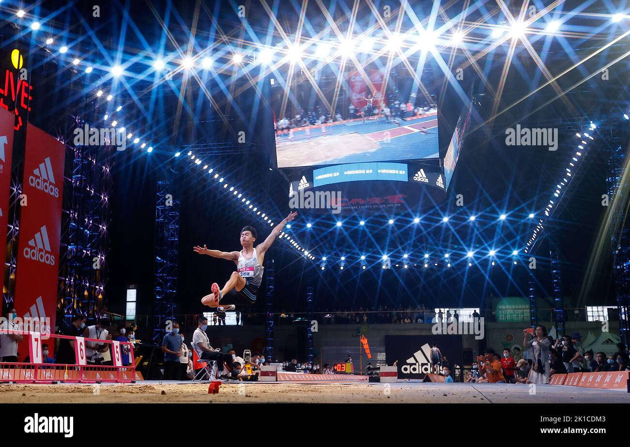 Beijing, China. 17th Sep, 2022. Zhang Jingqiang competes during the ...