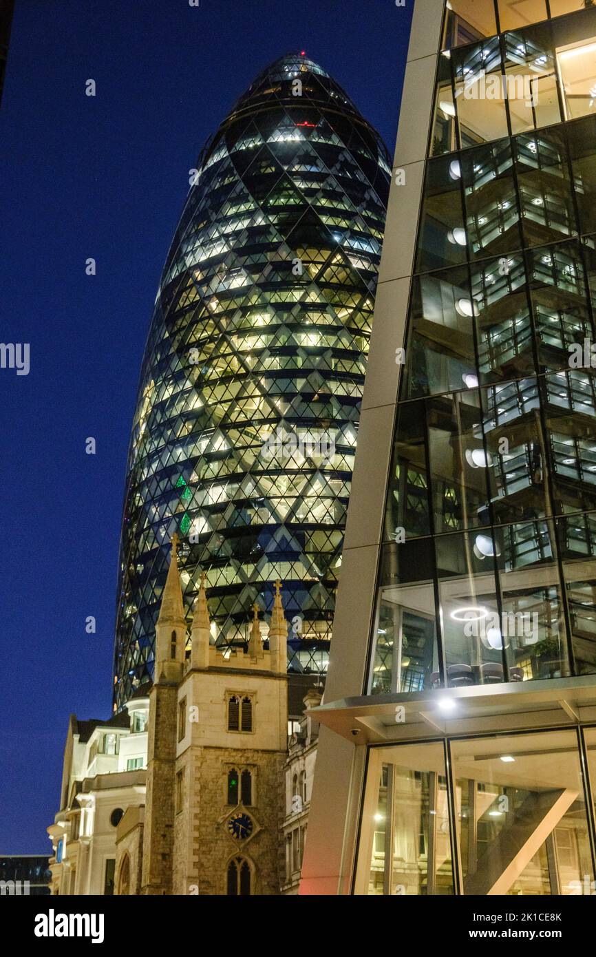 30 St Mary Axe, Gherkin Building, the city, London, England, Great ...