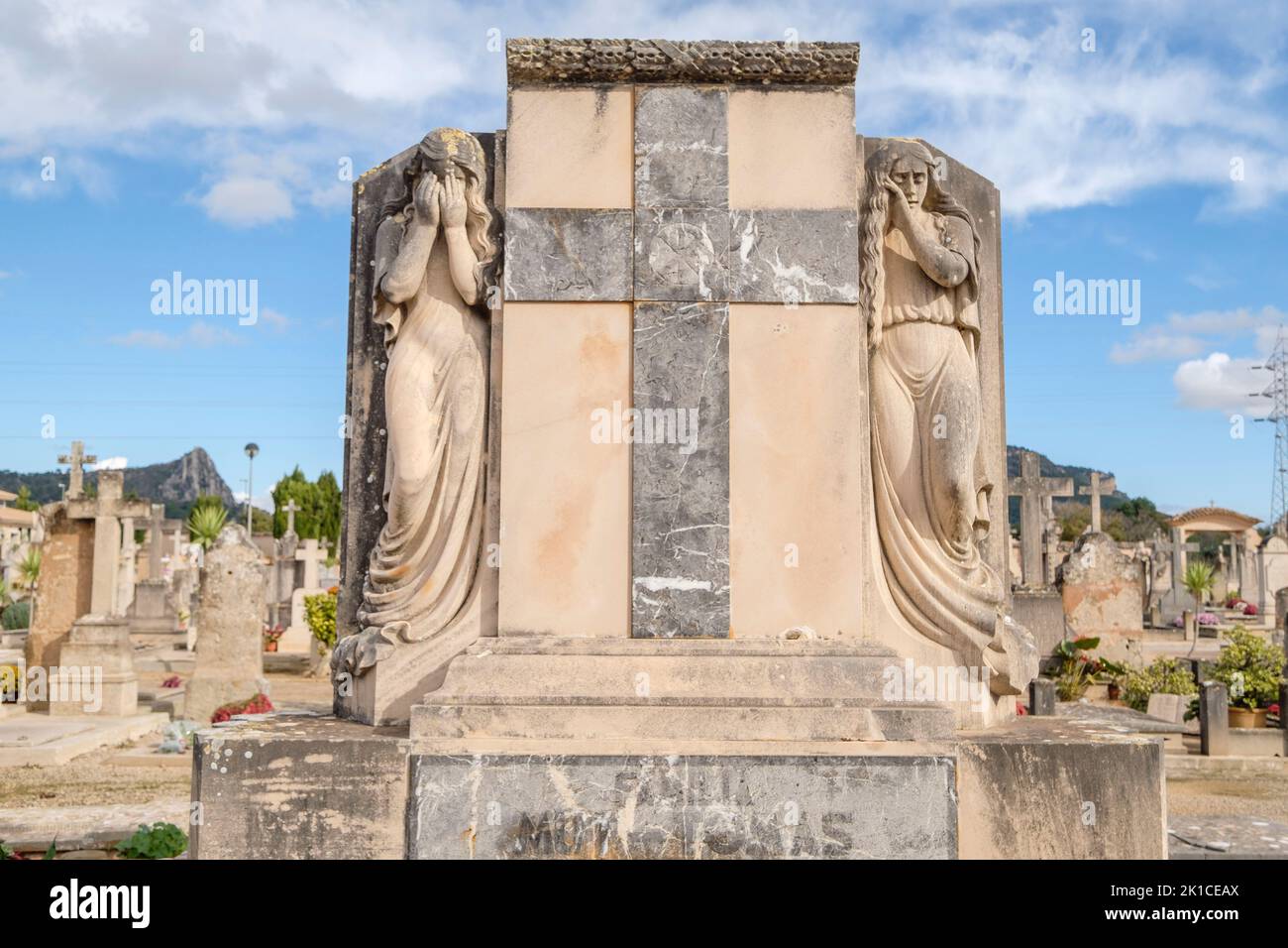 crying woman, Mut Tomas family grave, Llucmajor cemetery, Mallorca ...
