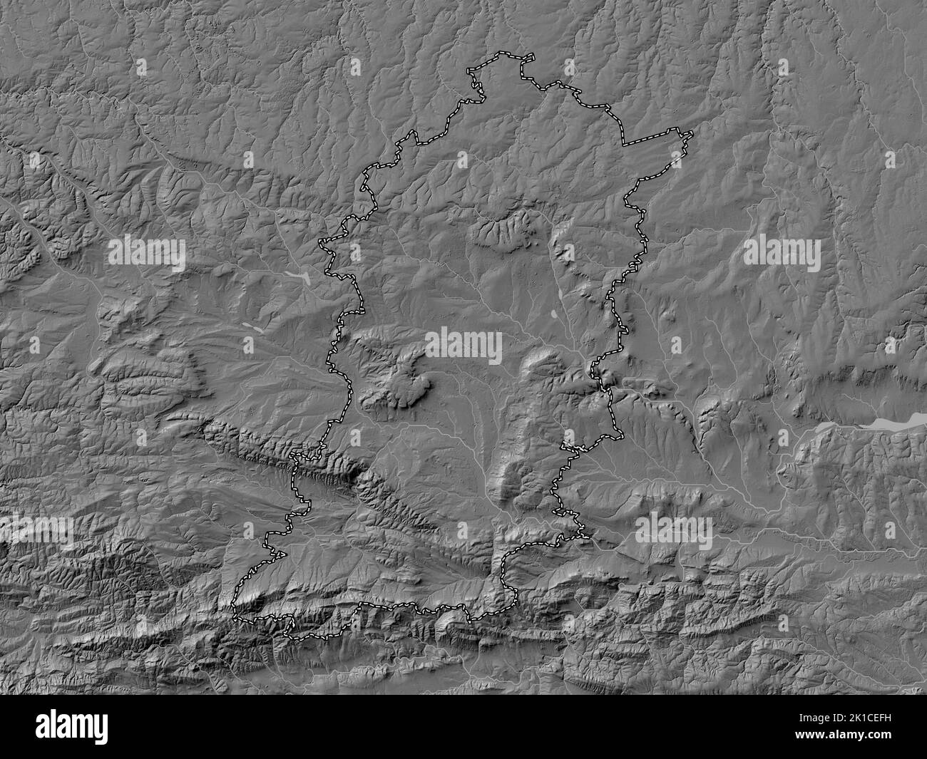 Shumen, province of Bulgaria. Bilevel elevation map with lakes and ...