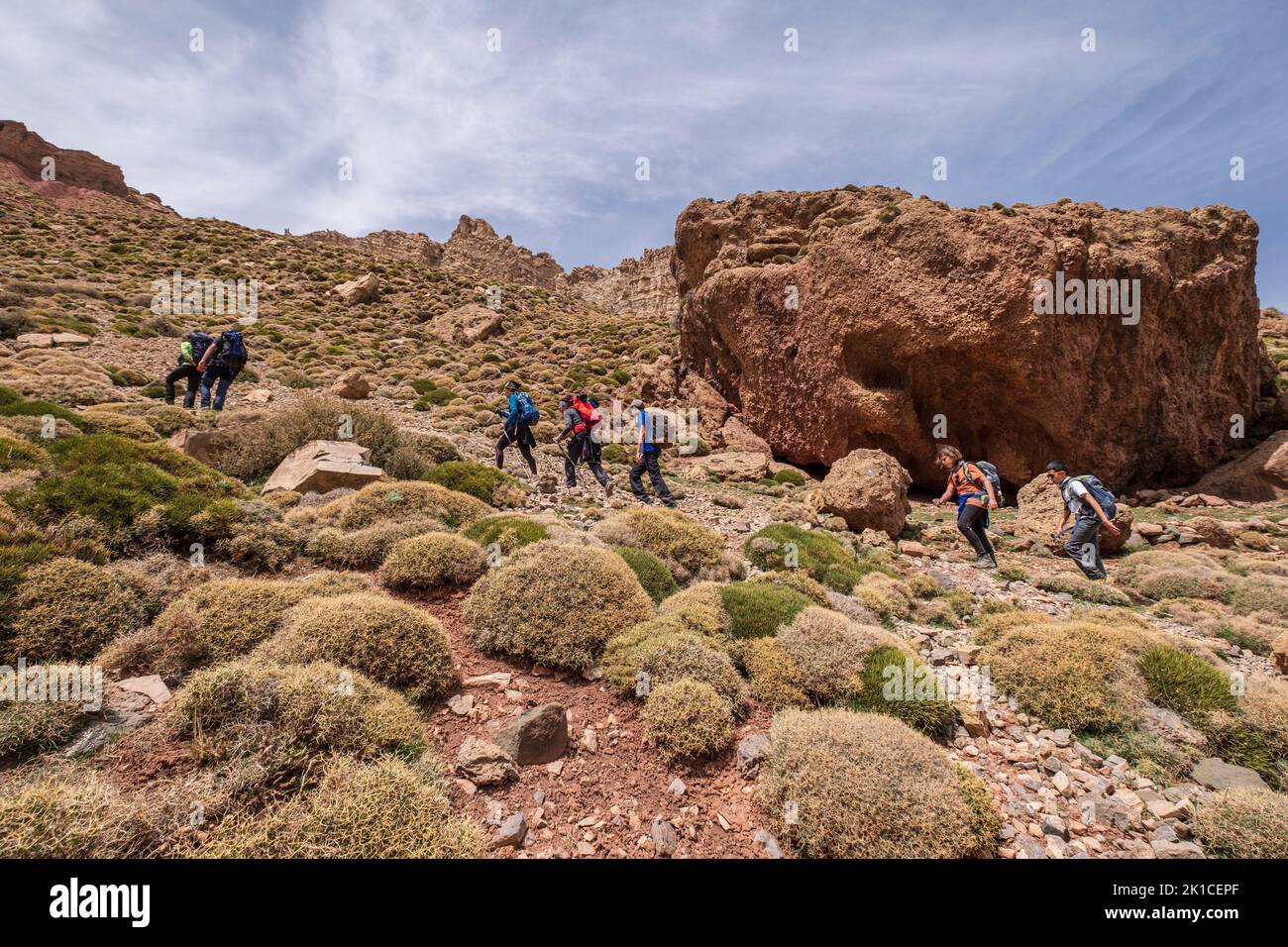 ascent to the Tizi n Tarkeddit, M Goun trek, Atlas mountain range ...