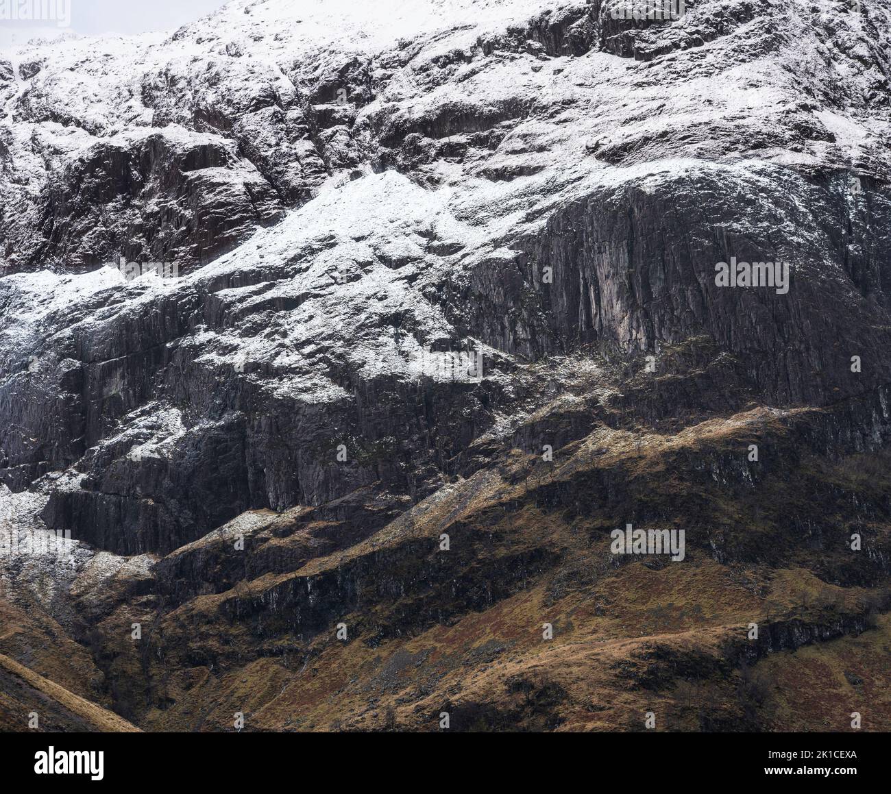 Epic Winter landscape image of snowcapped Three Sisters mountain range ...