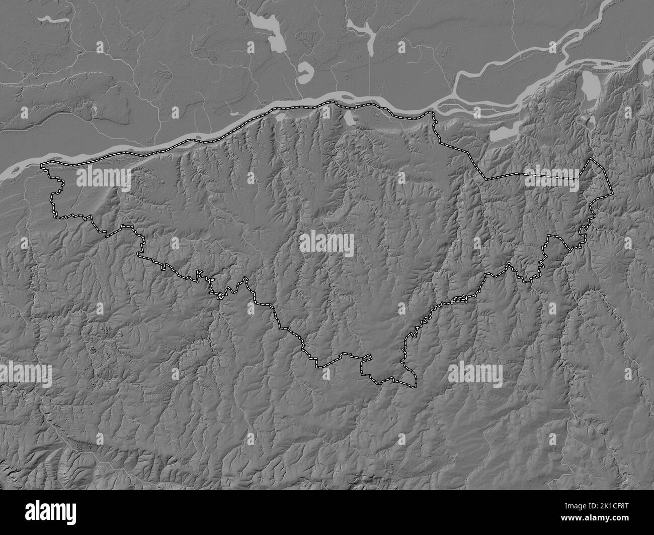 Silistra, province of Bulgaria. Bilevel elevation map with lakes and ...
