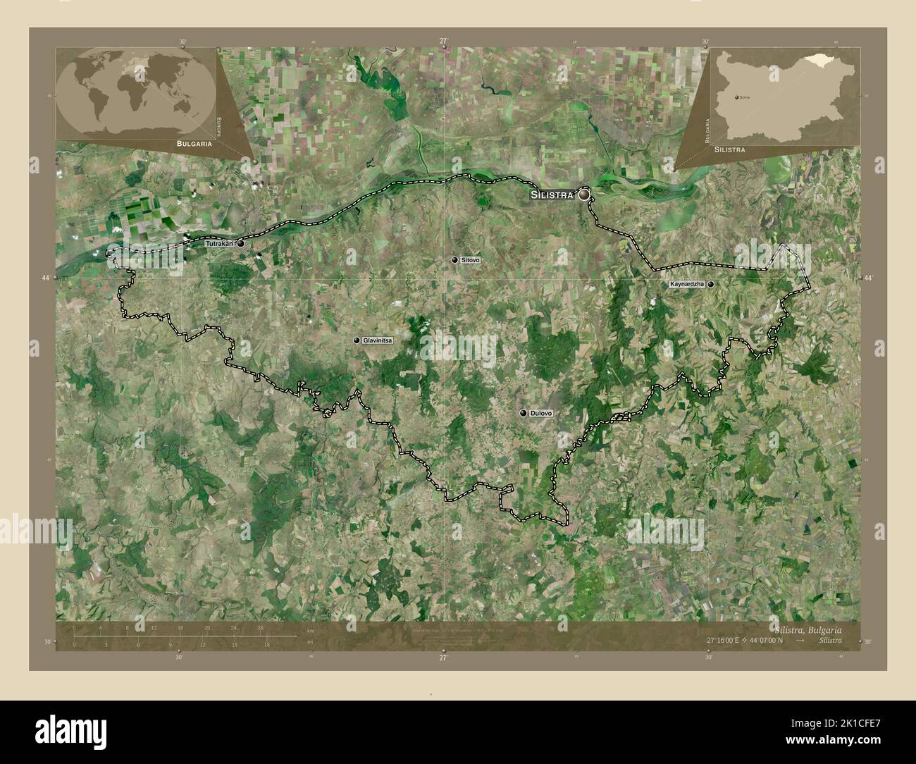 Silistra, province of Bulgaria. High resolution satellite map ...