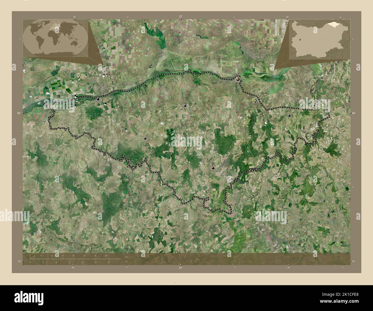 Silistra, province of Bulgaria. High resolution satellite map ...