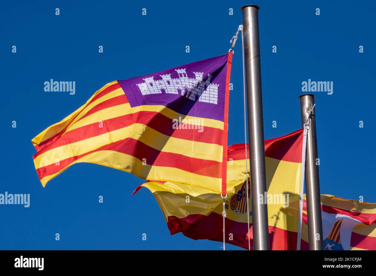 flags of the people, the community and the country, Inca, Mallorca ...