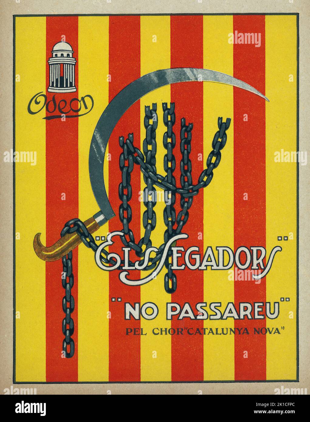 Partitura musical del himno catalán Els Segadors. Editada por Odeón ...