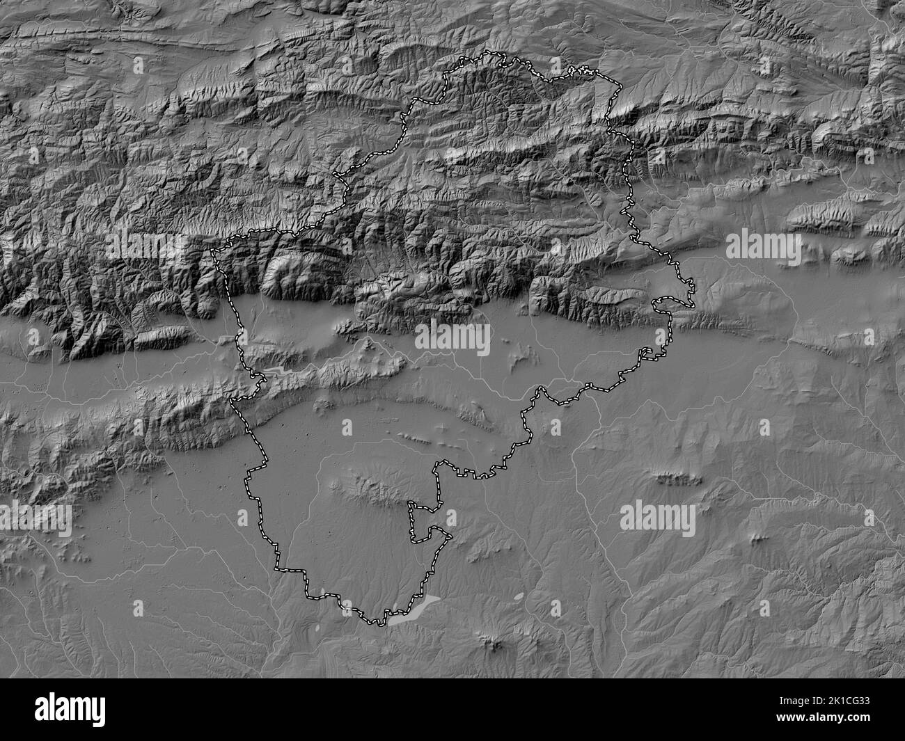 Sliven, province of Bulgaria. Bilevel elevation map with lakes and ...